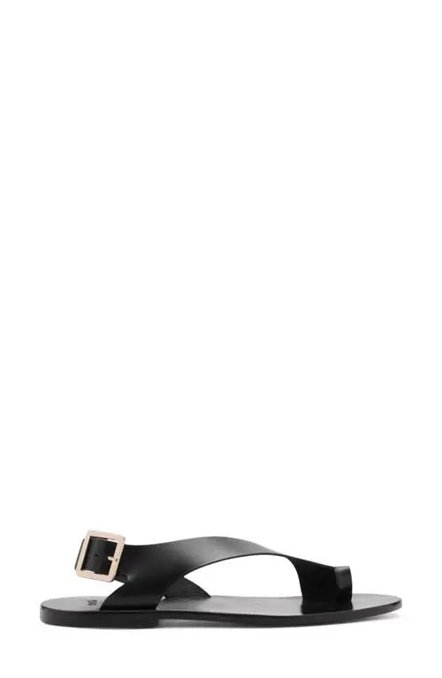 Mango Toe Loop Flat Sandal - Black
