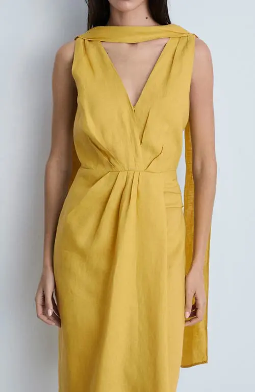 knee length dresses for ladies Hand Dyed Mustard Yellow Silk Slip Dress – Eveliina Vintage main image 1