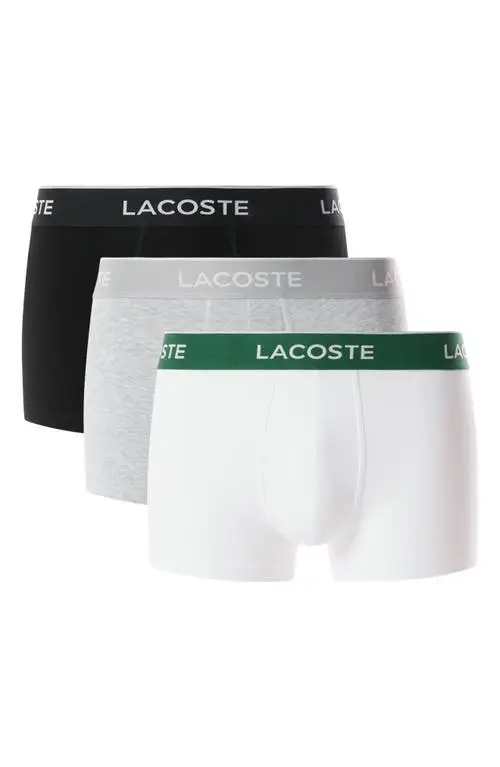 Lacoste 3-pack Stretch Cotton Boxer Briefs - Black/ White/ Silver Chine