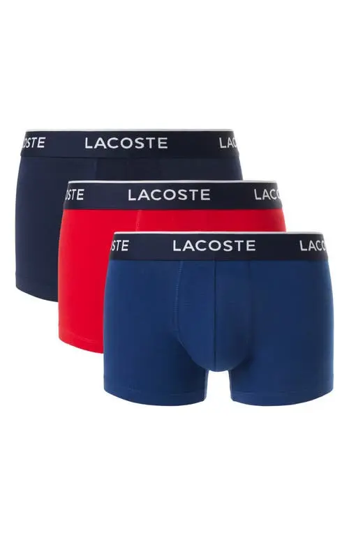 Lacoste 3-pack Stretch Cotton Boxer Briefs - Navy Blue/ Red/ Methylene