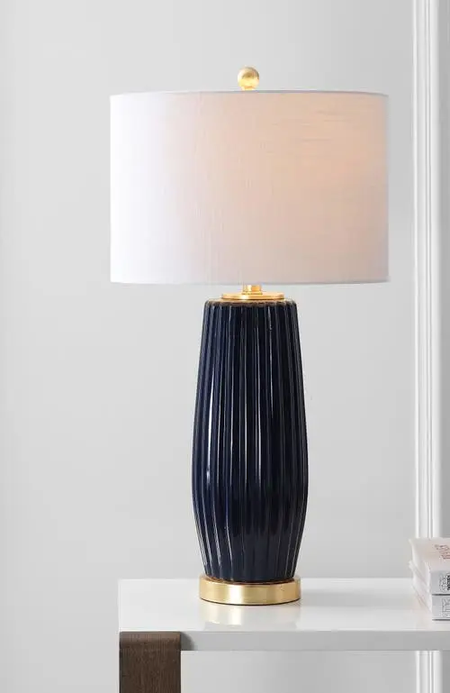 JONATHAN Y Roman 28.5" Ceramic Led Table Lamp - Navy