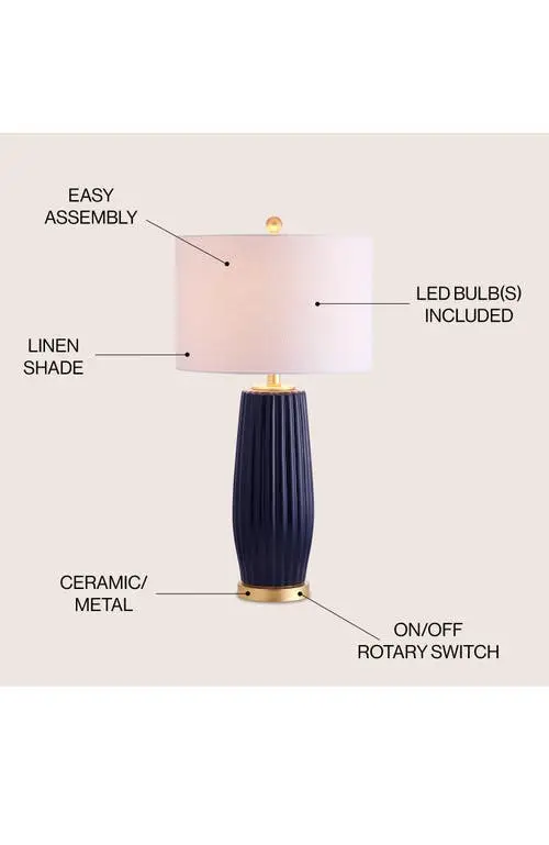 JONATHAN Y Roman 28.5" Ceramic Led Table Lamp - Navy
