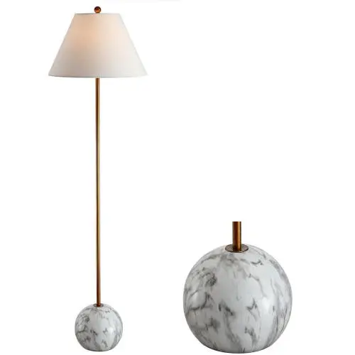 JONATHAN Y Miami 63.5" Minimalist Resin/metal Led Floor Lamp - Gold/white