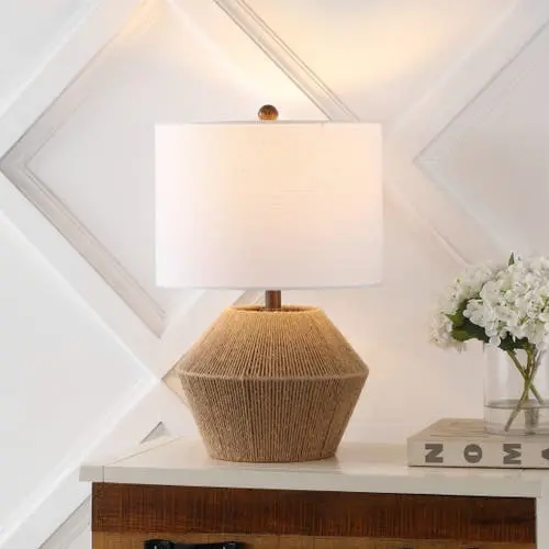 JONATHAN Y Alma 21.75" Coastal Rustic Iron/rope Led Table Lamp