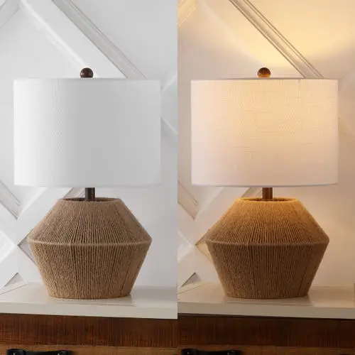 JONATHAN Y Alma 21.75" Coastal Rustic Iron/rope Led Table Lamp