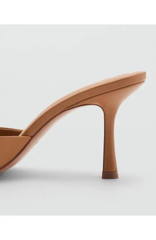 Mango Pointed Toe Stiletto Sandals - Medium Brown