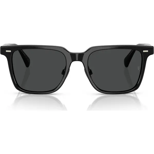 Oliver Spencer 52mm Rectangular Polarized Sunglasses - Black/ Dark Slate