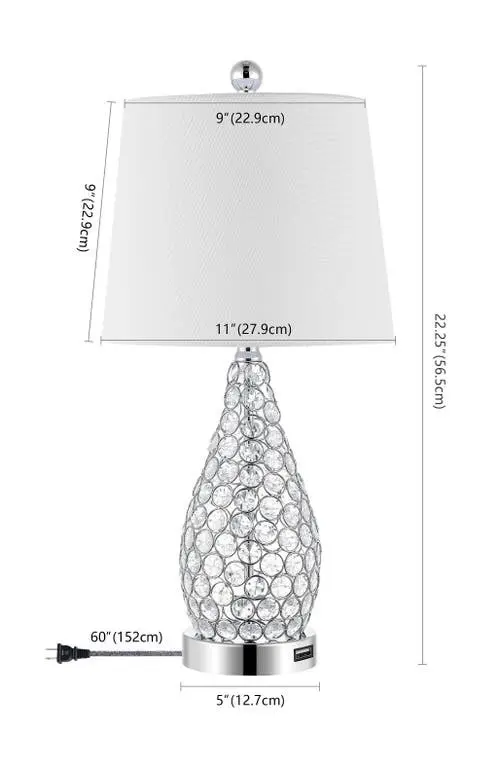 JONATHAN Y Lily 22.25" Midcentury Modern Iron Led Table Lamp With Usb Charging Port