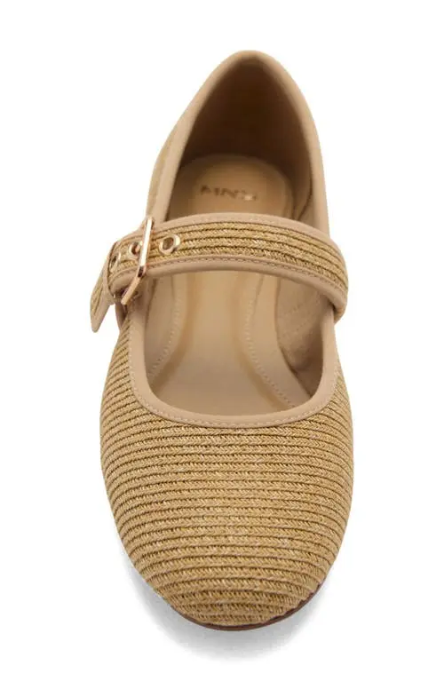 Mango Buckle Woven Mary Jane Flat