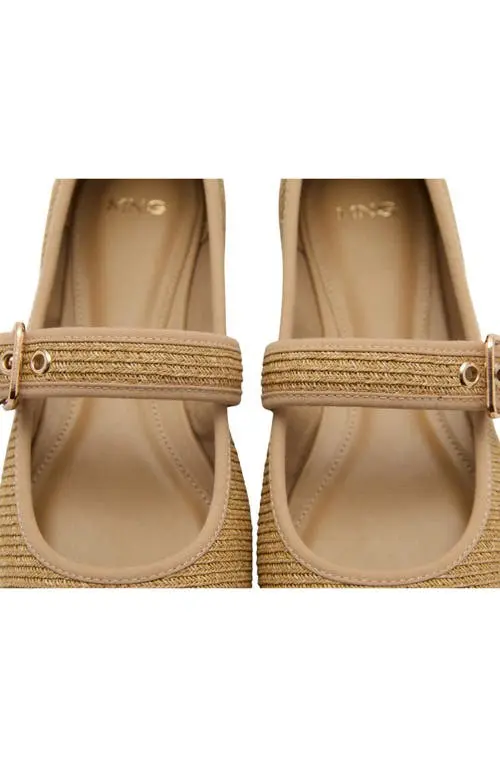 Mango Buckle Woven Mary Jane Flat