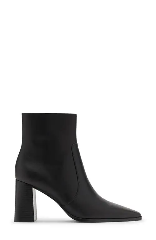 Mango Block Heel Leather Bootie