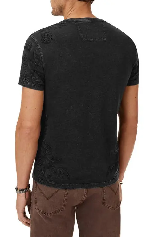 John Varvatos Floral Embroidered Organic Cotton T-shirt