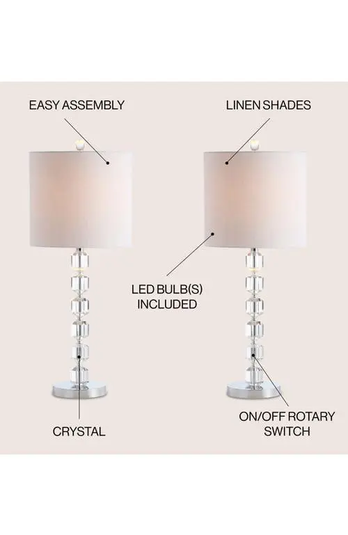 JONATHAN Y Cary 27.5" Modern Stacked Crystal/metal Led Table Lamp