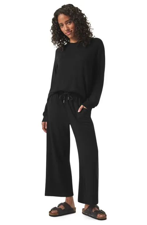 Splendid Supersoft Crop Wide Leg Pants - Black