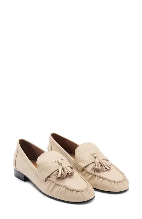 Mango Tasseled Leather Loafer - Beige