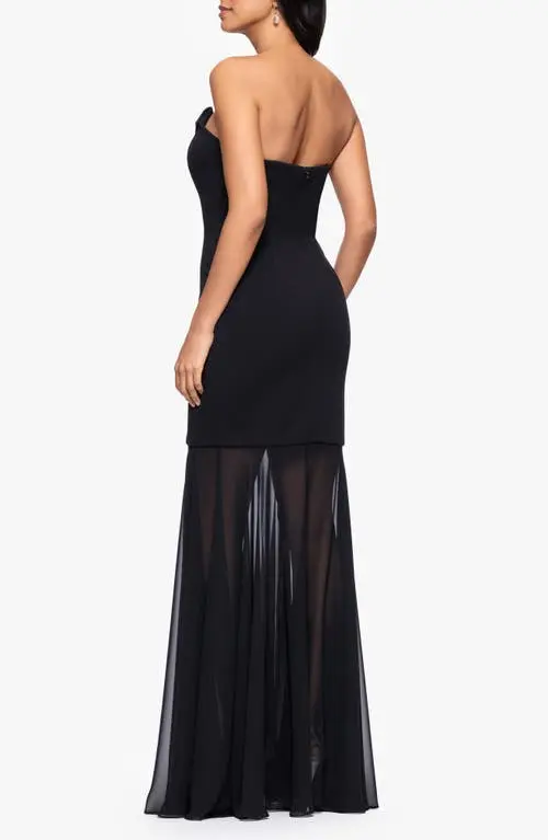 Betsy & Adam Strapless Tuxedo Gown