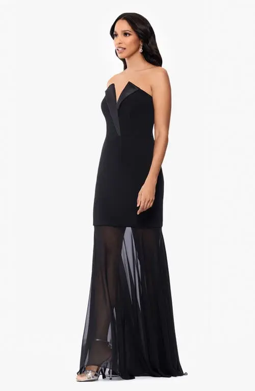 Betsy & Adam Strapless Tuxedo Gown