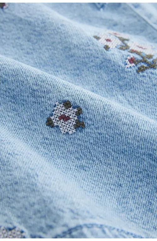 NEXT Embroidered Tie Waist Denim Shorts