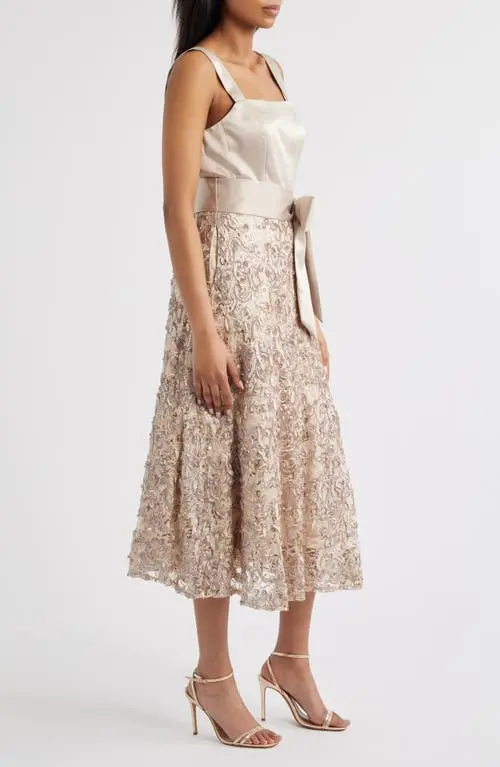 TAHARI ASL Sequin Soutache Satin Cocktail Dress