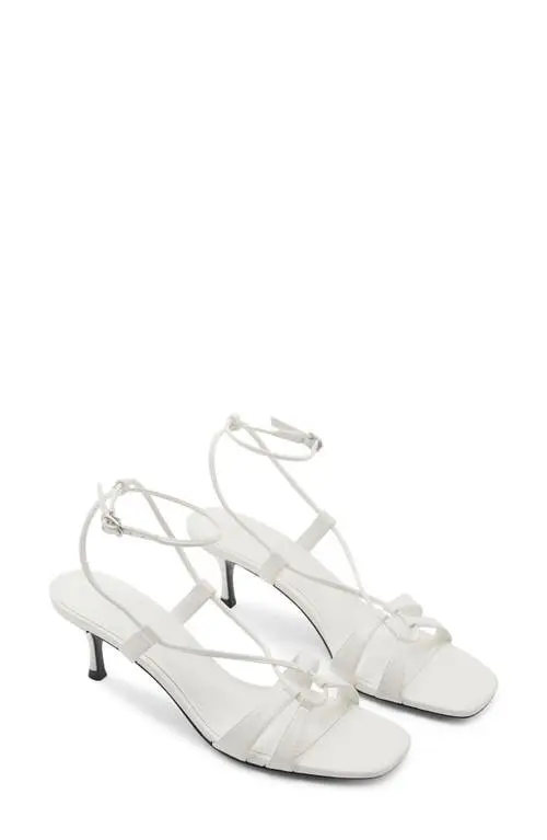 Mango Ankle Strap Kitten Heel Sandals - White