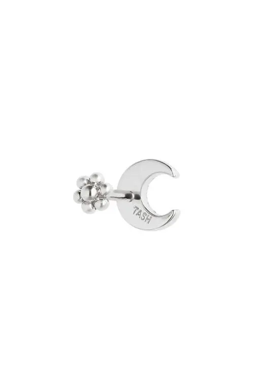 MARIA TASH Diamond Moon Threaded Stud Earring - White Gold