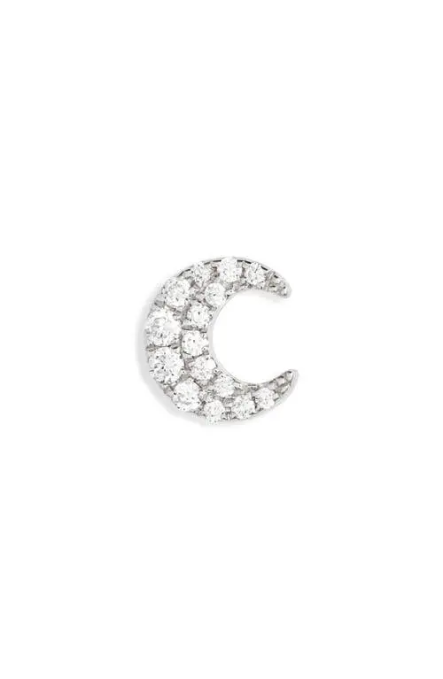 MARIA TASH Diamond Moon Threaded Stud Earring - White Gold