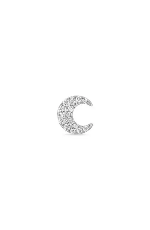 MARIA TASH Diamond Moon Threaded Stud Earring - White Gold