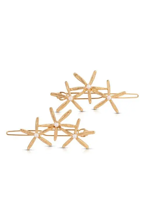 Ettika Triple Starfish Barrettes Set Of 2 - Gold