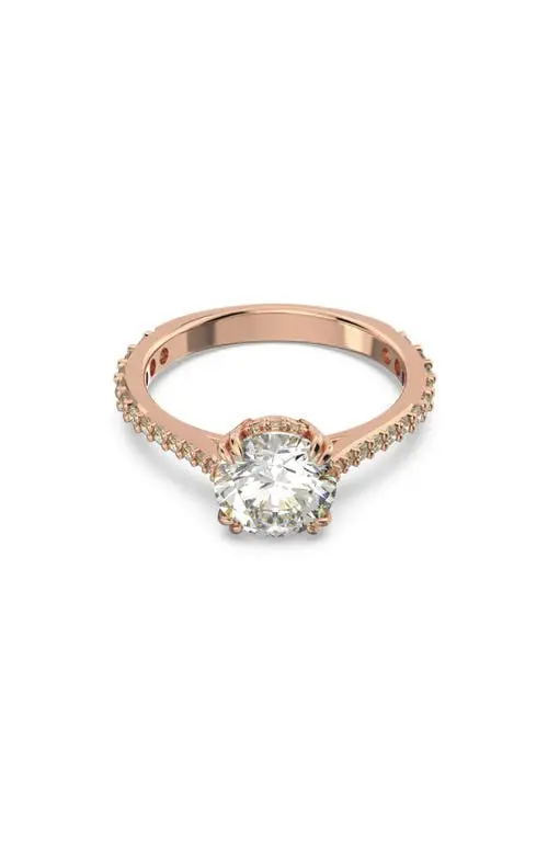 SWAROVSKI Stilla Crystal Cocktail Ring - Crystal/ Rose Gold
