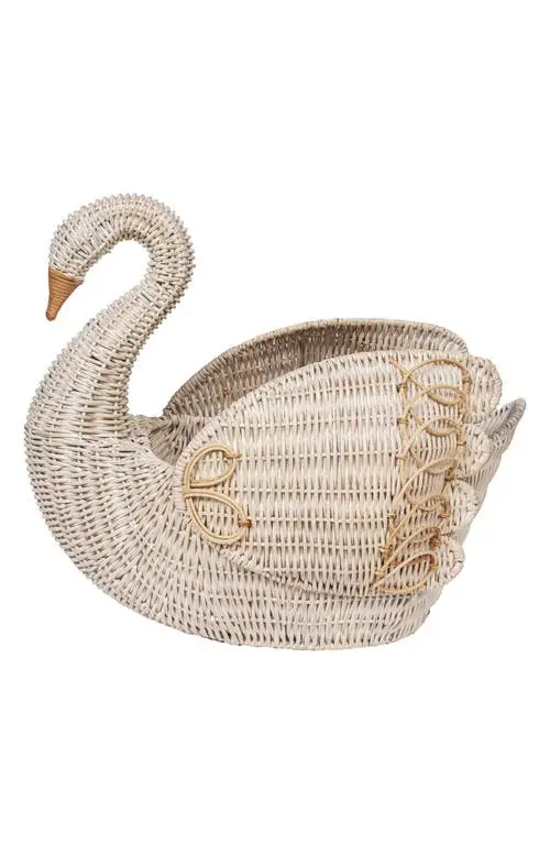 JULISKA Provence Rattan Swan Basket - Whitewash