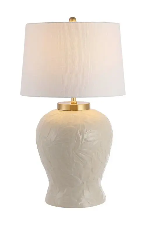 JONATHAN Y Regency Palm Leaf 31.5" Ceramic/metal Bohemian Cottage Led Table Lamp - Cream