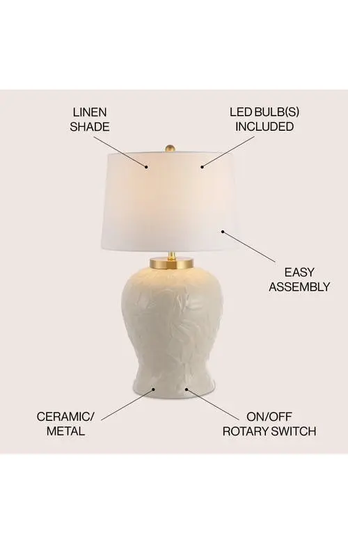 JONATHAN Y Regency Palm Leaf 31.5" Ceramic/metal Bohemian Cottage Led Table Lamp