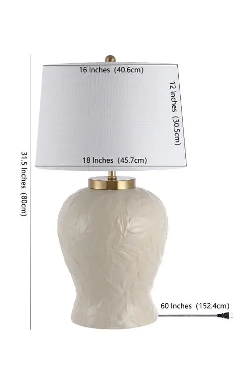 JONATHAN Y Regency Palm Leaf 31.5" Ceramic/metal Bohemian Cottage Led Table Lamp