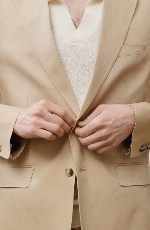 Mango Slim Fit Linen Sport Coat - Beige