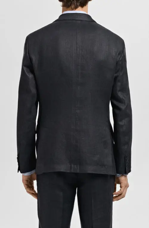 Mango Slim Fit Linen Sport Coat - Black