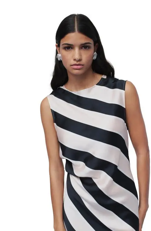 NEXT Striped Sleeveless Satin Midi Dress