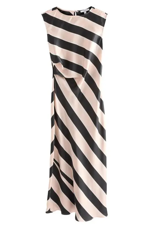 NEXT Striped Sleeveless Satin Midi Dress