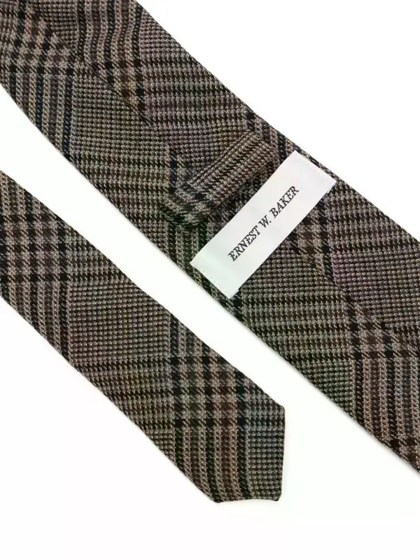 ERNEST W. BAKER Classic Check Pattern Tie - Brown