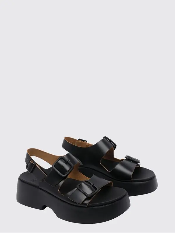 Camper Tasha Leather Platform Sandals - Black