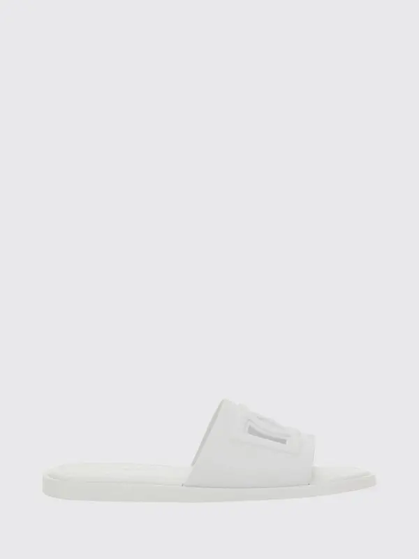 Dolce & Gabbana Rubber Slides With Carved Dg Monogram - White