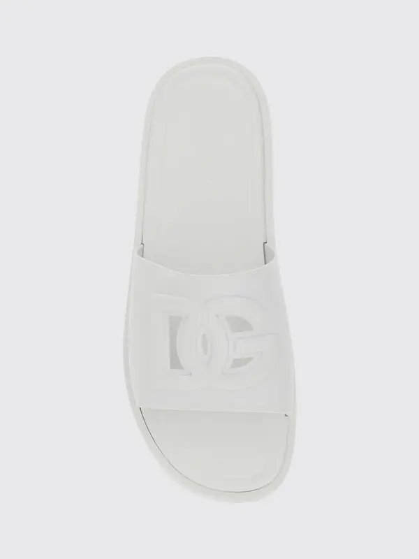 Dolce & Gabbana Rubber Slides With Carved Dg Monogram - White