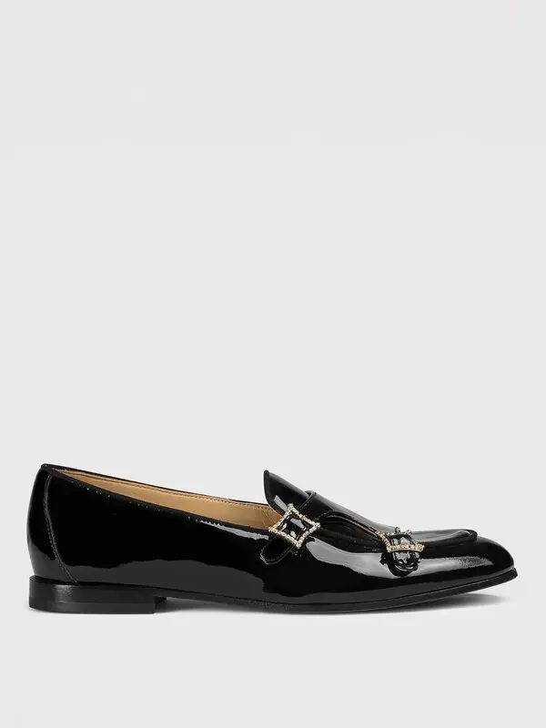 DOUCAL'S Patent Leather Buckled Loafers - Black