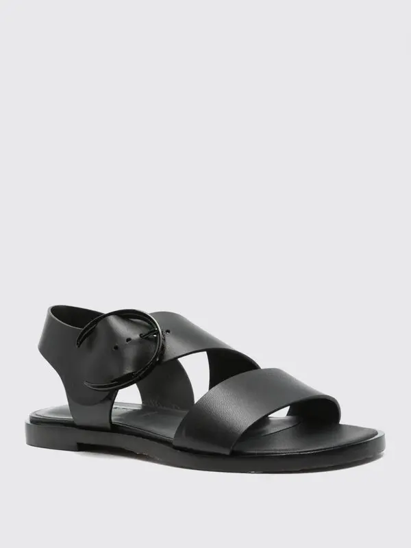 Clergerie Flat Sandal With Buckle Detail - Black