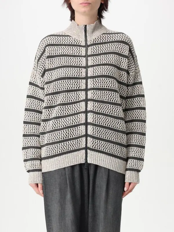 Brunello Cucinelli Striped Zip-up Sweater
