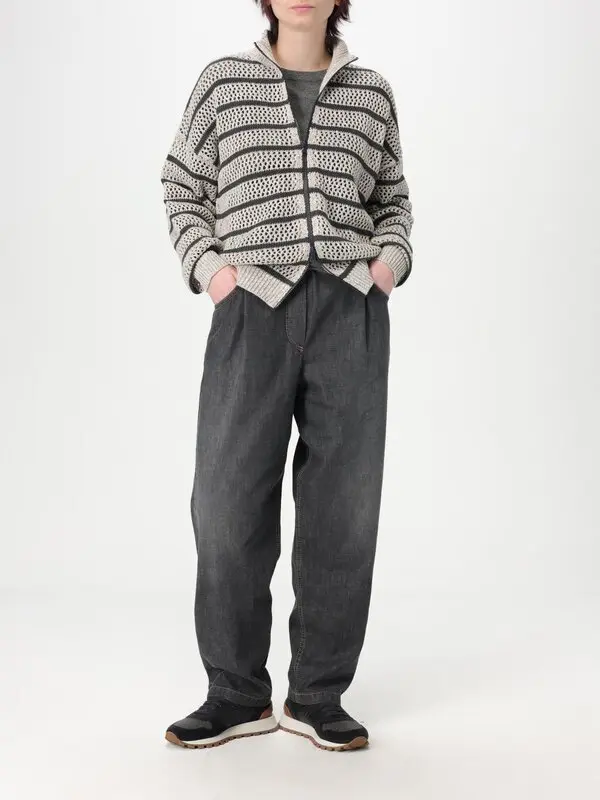 Brunello Cucinelli Striped Zip-up Sweater