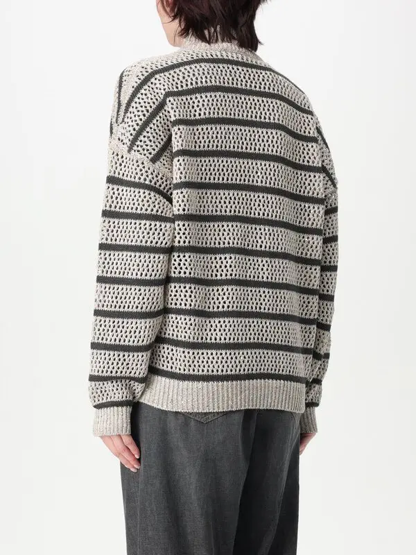 Brunello Cucinelli Striped Zip-up Sweater