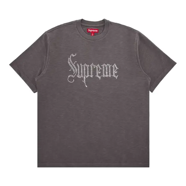 Supreme Rhinestone Short-sleeve Top - Grey