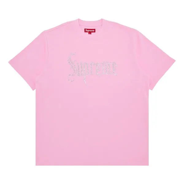 Supreme Rhinestone Short-sleeve Top - Pink