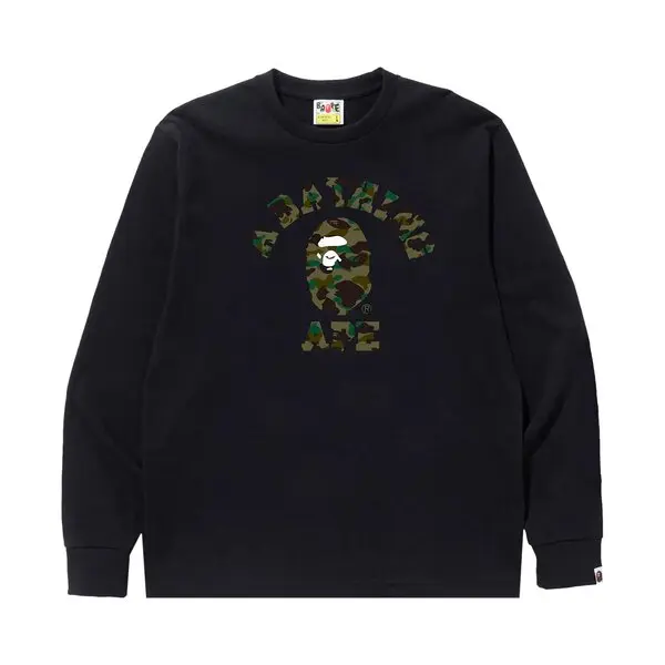 A BATHING APE 1st Camo College Long-sleeve Tee - Black