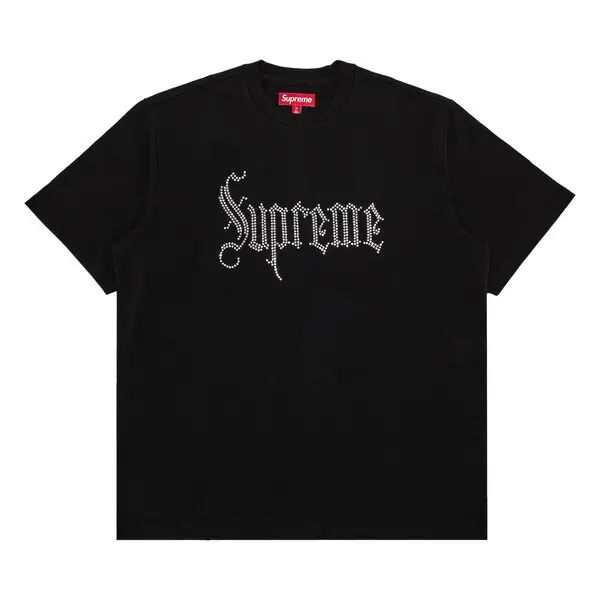 Supreme Rhinestone Short-sleeve Top - Black